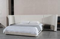 China Modern Minimalist Wide Panel Upholstered Bed Frame, 3900×2250×1200mm, Optional Fabrics & Leathers, Mattress Not Included for sale
