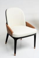 China Custom Light Luxury Solid Wood Reception Chair 56cm Seat Width 86cm Height Two-Tone Leather for sale