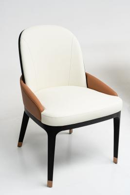 China Custom Light Luxury Solid Wood Reception Chair 56cm Seat Width 86cm Height Two-Tone Leather for sale