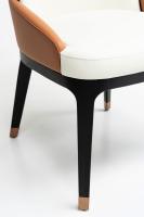 China Custom Light Luxury Solid Wood Reception Chair 56cm Seat Width 86cm Height Two-Tone Leather for sale