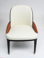 China Custom Light Luxury Solid Wood Reception Chair 56cm Seat Width 86cm Height Two-Tone Leather for sale