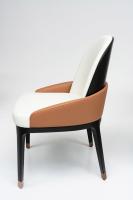 China Custom Light Luxury Solid Wood Reception Chair 56cm Seat Width 86cm Height Two-Tone Leather for sale