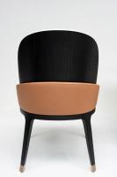 China Custom Light Luxury Solid Wood Reception Chair 56cm Seat Width 86cm Height Two-Tone Leather for sale