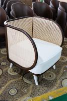 China New Chinese Solid Wood Writing Desk, Home Office Study Desk with Leather Backboard & Scroll‑Shape Curved Legs for sale