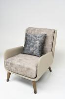 China Home‑use Modern Fabric & Leather Leisure Chair, Upholstered Single Sofa Chair with Solid Wood Legs for Living Room for sale
