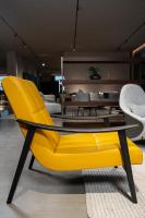 China Modern Minimalist Lounge Chair, 640×700×810mm / 800×950×850mm, Fixed Seat & Back Cushion, Wide Middle Wooden Armrest for sale