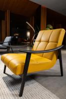 China Modern Minimalist Lounge Chair, 640×700×810mm / 800×950×850mm, Fixed Seat & Back Cushion, Wide Middle Wooden Armrest for sale