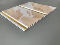 China Marble design PVC panel for ceiling and wall interior decorative material Wide Golden Lines Waterproof Wall Panels For Bathroom Cladding 250mm for sale