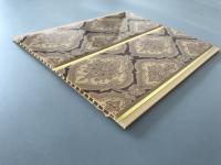 China 200×6mm Printing Golden Line Ceiling PVC Panels For Restaurant Decoration factory pvc ceiling for Africa markets for sale