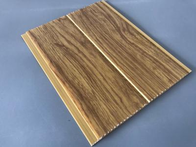 China 5mm Thickness Ceiling PVC Panels For Kitchen Two Golden Line Wooden Color for sale