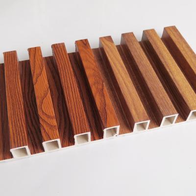 China OEM Hollow Wooden Grain Marble Color Wpc Wood Slat Wall Panel Clading Interior for sale