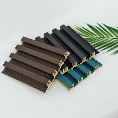 China 23MM Waterproof Fluted Pvc Indoor Wpc Wall Panel Covering Fibre Bamboo Decorative Rejilla De Pvc for sale