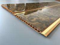 China 7mm Thickness Ceiling PVC Panels With Two Golden Lines Non Flammable Features for sale