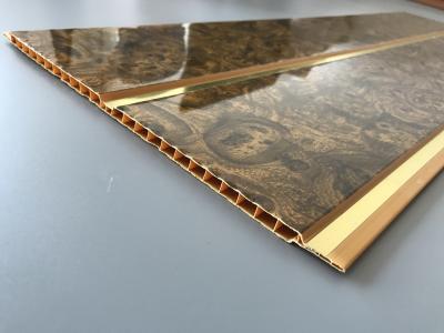 China 7mm Thickness Ceiling PVC Panels With Two Golden Lines Non Flammable Features for sale