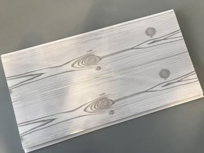 China Flat 25cm Waterproof Wall Panels Wooden Pattern With Double Silver Lines for sale