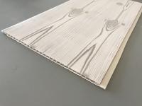 China Flat 25cm Waterproof Wall Panels Wooden Pattern With Double Silver Lines for sale