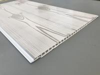 China Flat 25cm Waterproof Wall Panels Wooden Pattern With Double Silver Lines for sale