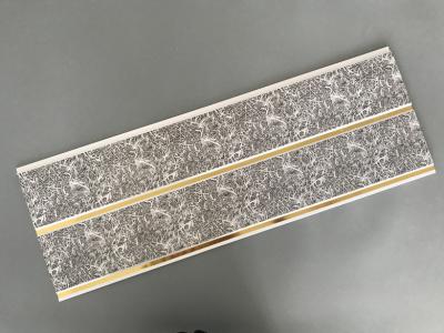 China Dark Gray Printing PVC Wall Panels With Golden Lines Recyclable Material for sale