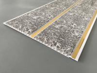 China Dark Gray Printing PVC Wall Panels With Golden Lines Recyclable Material for sale