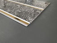 China Dark Gray Printing PVC Wall Panels With Golden Lines Recyclable Material for sale
