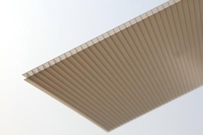 China 8mm Greenhouse Polycarbonate Roof Panels , Brown Polycarbonate Hollow Sheet for sale
