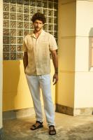 China Ramie Men'S summer Short Sleeve Cuban Dress Apricot Loose for sale