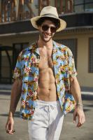 China Summer Button Up Shirts Mens Short Sleeve Hawaiian Casual Floral Shirts for sale