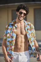 China Summer Button Up Shirts Mens Short Sleeve Hawaiian Casual Floral Shirts for sale