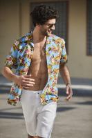 China Summer Button Up Shirts Mens Short Sleeve Hawaiian Casual Floral Shirts for sale
