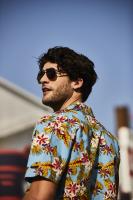 China colorful Men's Casual Short Sleeve Shirts Summer Blue Printed for sale