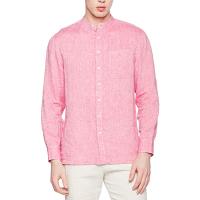 China Multicolored Woven Custom Mens Casual Linen Shirts Banded Collar Standard Fit for sale