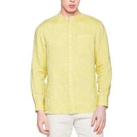 China Multicolored Woven Custom Mens Casual Linen Shirts Banded Collar Standard Fit for sale