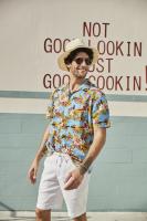 China 52% Linen Summer Button Up Shirts Mens Short Sleeve Hawaiian Casual Floral Shirts for sale