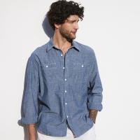 China Long Sleeve Chambray 100 Cotton Slim Fit Shirts Breathable For Four Seasons for sale