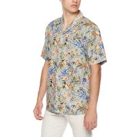China Printed Linen Mens Short Sleeve Tropical Shirts OEM Business Casual Hawaiian Shirt for sale