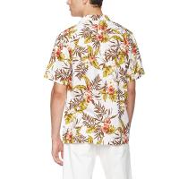 China Tropical Rainforest Men'S Printed Short Sleeve breathable linen shirt for sale
