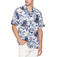 China Hawaiian Men'S Printed Linen Cotton Casual Floral Shirt Beach Poster Surfing for sale