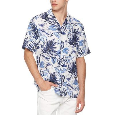 China Hawaiian Men'S Printed Linen Cotton Casual Floral Shirt Beach Poster Surfing for sale