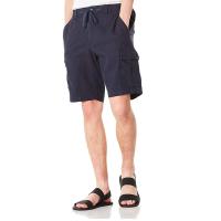 China Men'S Cotton Linen Blend Cargo Shorts 9.5 Inch Inseam Shorts Drawstring Button Closure for sale