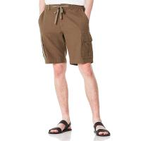 China Men'S Cotton Linen Blend Cargo Shorts 9.5 Inch Inseam Shorts Drawstring Button Closure for sale