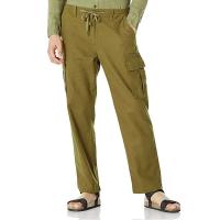 China Washable Drawstring Closure Pants 44% Linen 56% Cotton Cropped Cargo Trousers Mens for sale