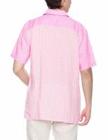 China 100% Linen Camp Collar Business Mens Casual Short Sleeve Shirts Contrast Check Pattern for sale