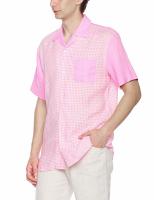 China 100% Linen Camp Collar Business Mens Casual Short Sleeve Shirts Contrast Check Pattern for sale