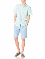 China Curved Hem Mens Casual Short Sleeve Shirts 52% Linen 48% Cotton Blend for sale