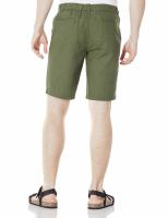 China Olive Zipper Closure Mens Linen Shorts Drawstring 10 Inch Inseam Shorts for sale