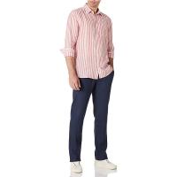 China Stripe Red S M L Mens Casual Linen Shirts Open Neck Button Closure for sale