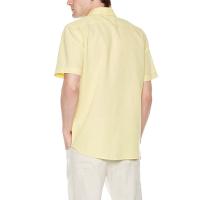 China Standard Fit Point Collar 50% Ramie Fabric Shirt Casual Men'S Cotton Short Sleeve Shirt for sale