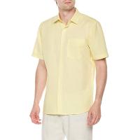 China Standard Fit Point Collar 50% Ramie Fabric Shirt Casual Men'S Cotton Short Sleeve Shirt for sale