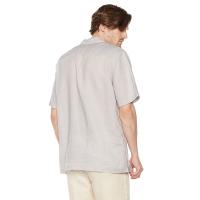 China Pleats Laces Short Sleeve Guayabera Mens Linen Camp Collar Shirt With 2 Pockets for sale
