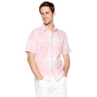China 45% Cotton light Pink Check Shirt Mens Standard Fit Open Placket With Buttons for sale